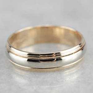 Vintage Two Tone Band, Gold Wedding Band, Art Carved Band, Men's ...