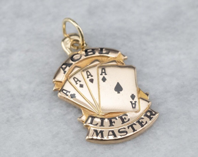 ACBL Life Master Vintage Gold Cards Charm, Playing Card Pendant ...