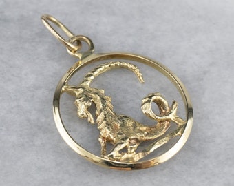 14K Gold Capricorn Pendant Solid Gold Sea Goat Zodiac Sign - Etsy