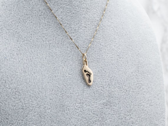 Gold Silhouette Foot Print Charm, Small Gold Foot Pri… - Gem
