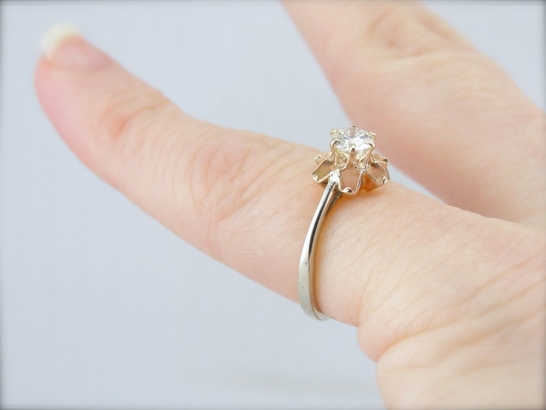 Pretty Buttercup Setting With Sparkling Diamond Center D3RMFH-N - Etsy