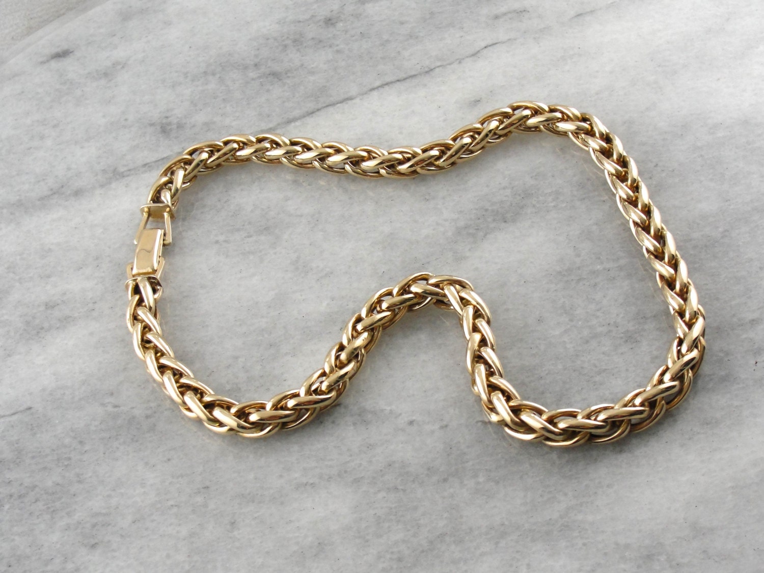 Substantial Polished Gold Wheat Chain Necklace KD76RU-N - Etsy