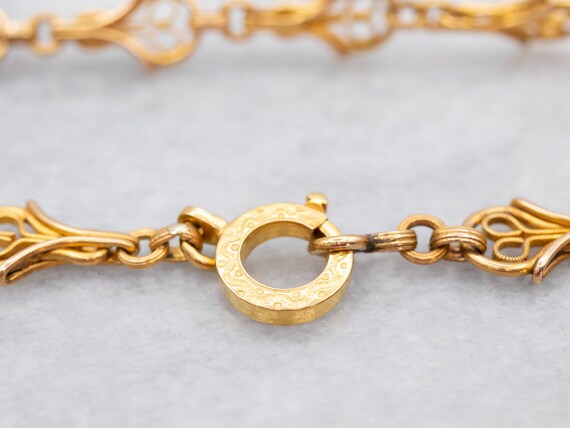 Ornate Antique Link Gold Chain, Bloomed Gold Chain, A… - Gem