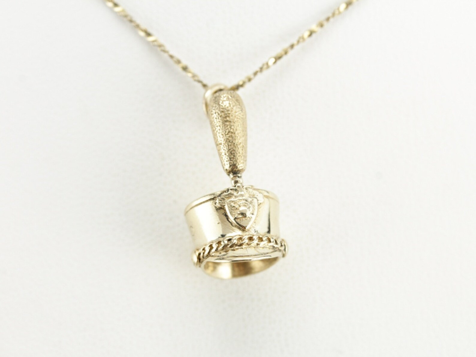Vintage Shako Charm, Yellow Gold Marching Band Hat Pendant, Layering ...