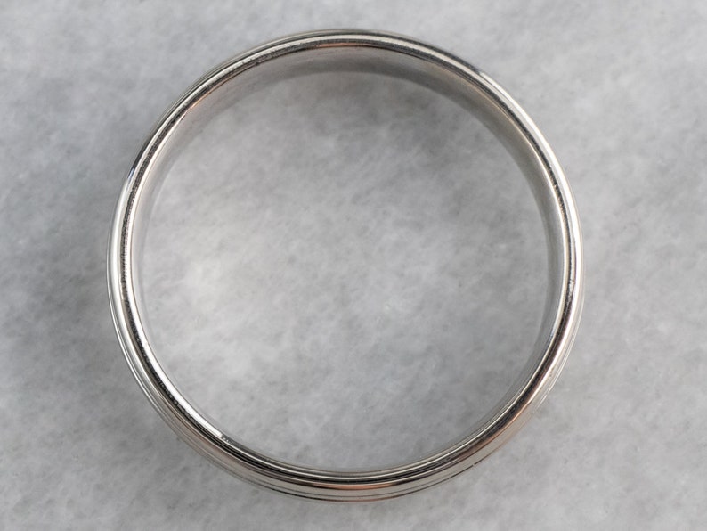 White Gold Lined Band 14K White Gold Unisex Wedding Band - Etsy