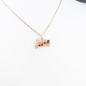 Gold Do Ray Me Musical Scale Charm, Yellow Gold Enamel Pendant, Musical ...