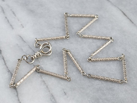 Vintage Textured White Gold Pocket Watch Chain, Watch… - Gem