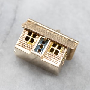 Vintage Enamel and Gold House Charm, Gold House Charm, Housewarming ...