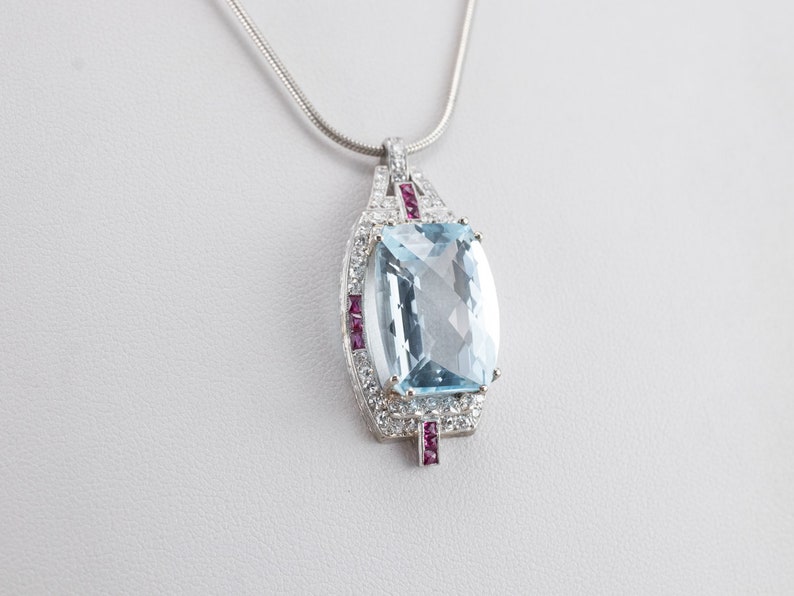 Spectacular Natural Blue Topaz, Diamond and Ruby Pendant From the Art ...