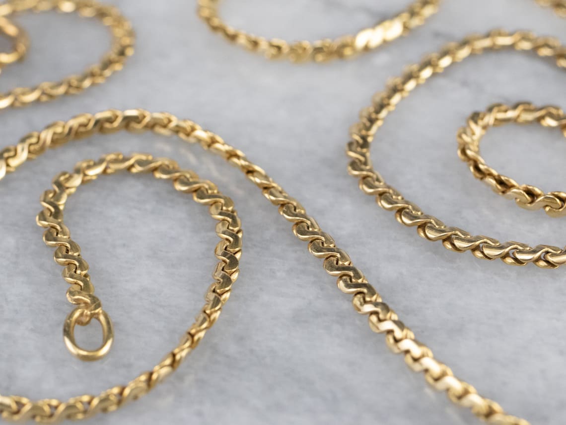 Yellow 18K Gold Serpentine Chain Flat Chain Gold Necklace - Etsy