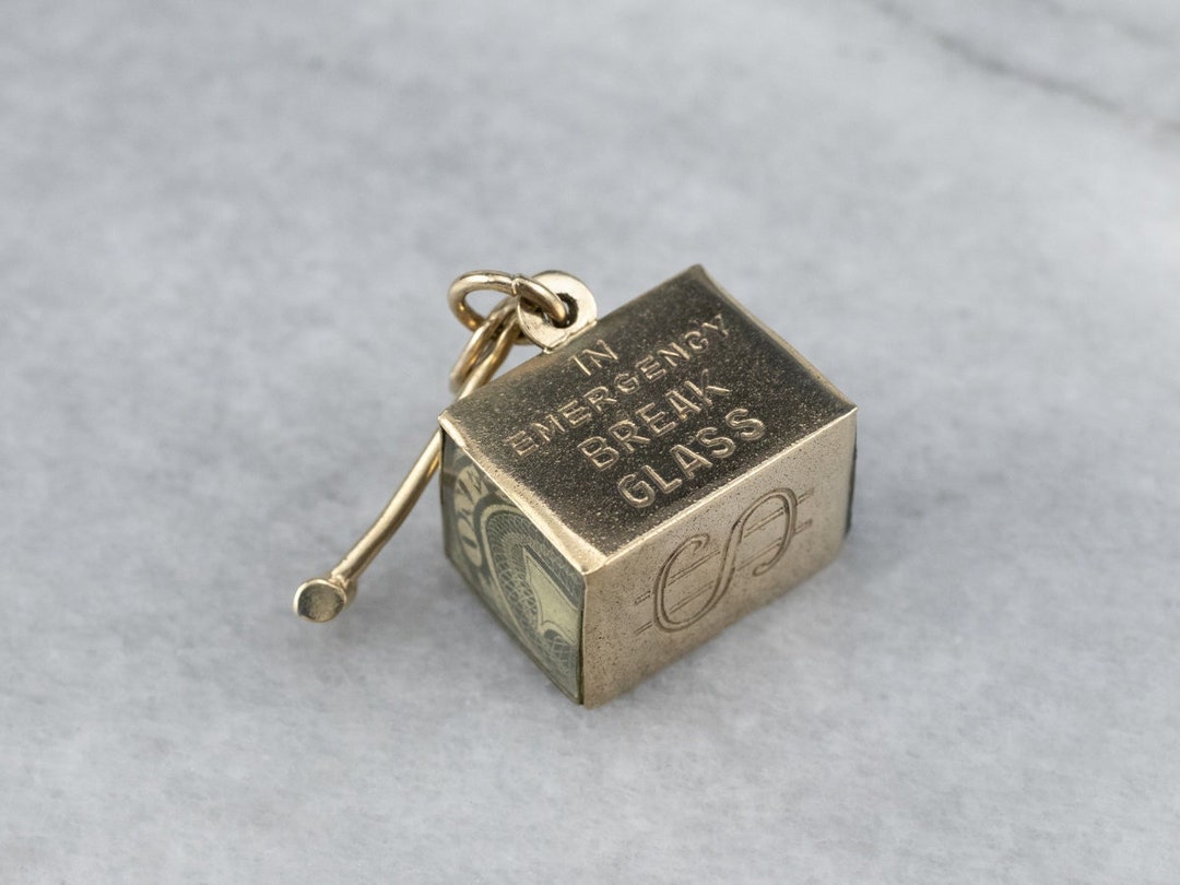 Vintage Mad Money Charm, Gold Money Box Charm, Joke Charm, Money Box ...