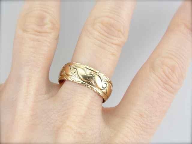 Rose Gold Band With Etched Wave Pattern TZYKKT-N | Etsy