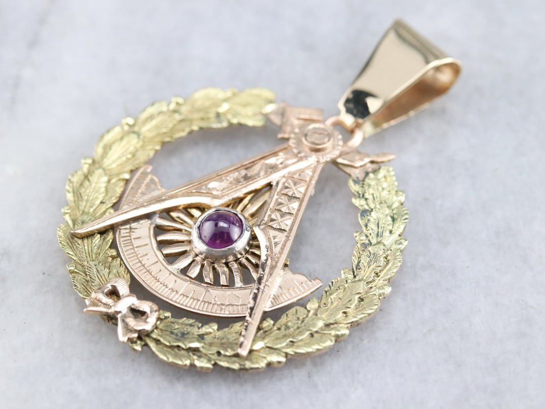 Antique Star Ruby Masonic Pendant, Art Nouveau Masonic Jewelry, Masonic ...