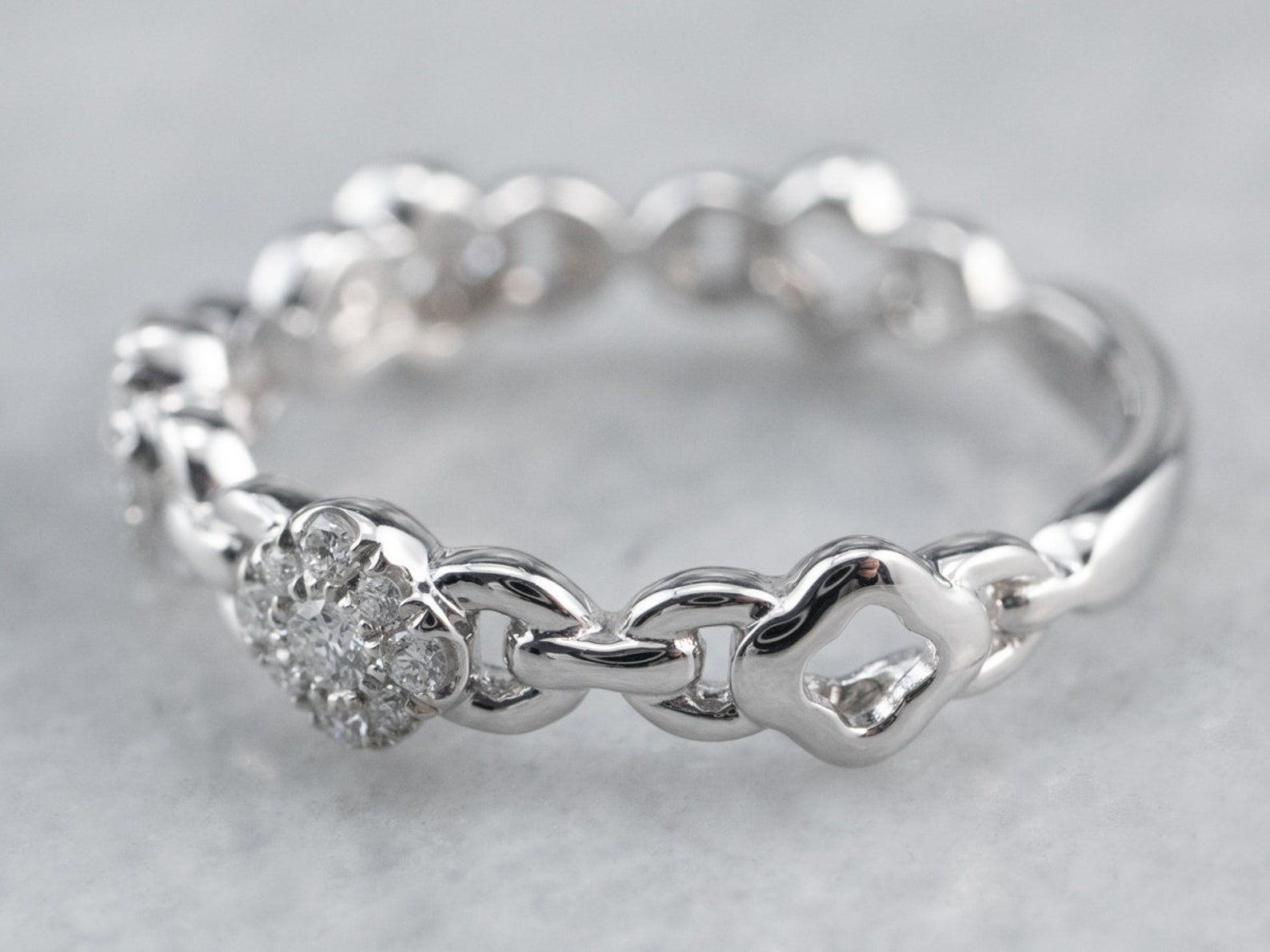 Diamond Chain Link Band White Gold Diamond Band Diamond | Etsy