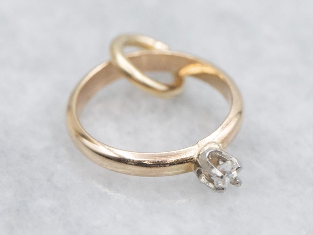 Vintage 14K Gold Diamond Engagement Ring Charm - Etsy