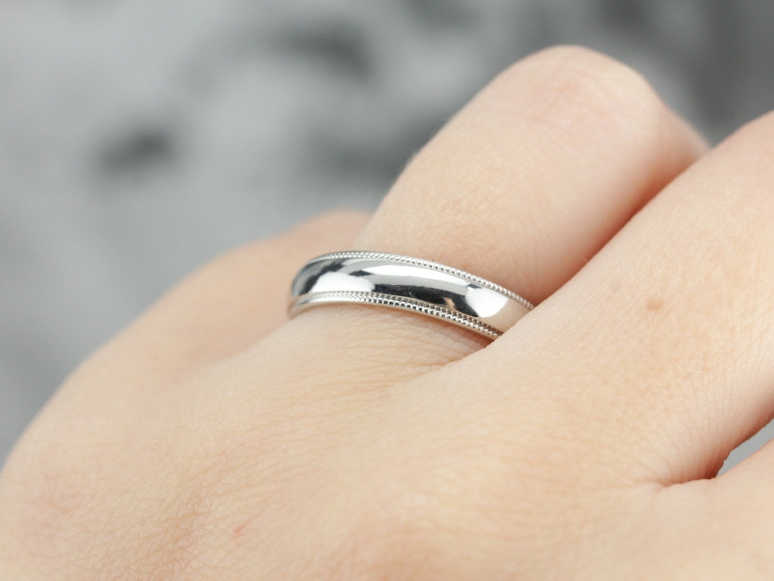 Milgrain Edge Platinum Wedding Band Plain Wedding Ring - Etsy