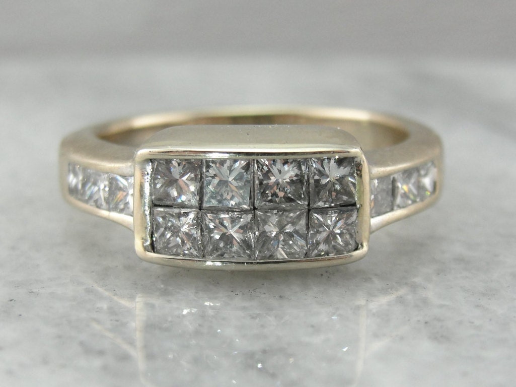 No Illusions: Magic Set Modernist Square Cut Diamond Cocktail Ring - Etsy