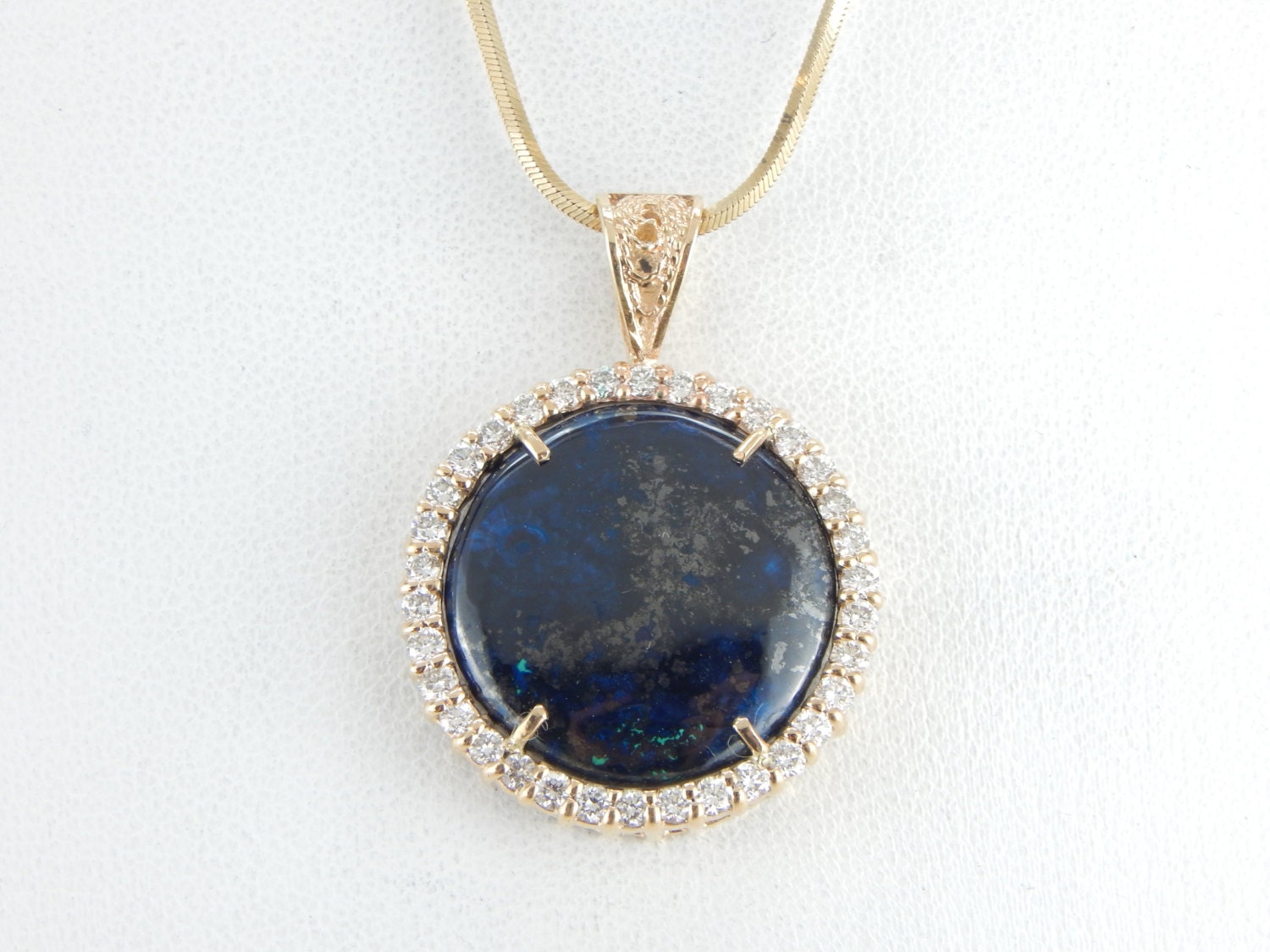 Earthy Azurite and Diamond Pendant EM4WL6-N - Etsy