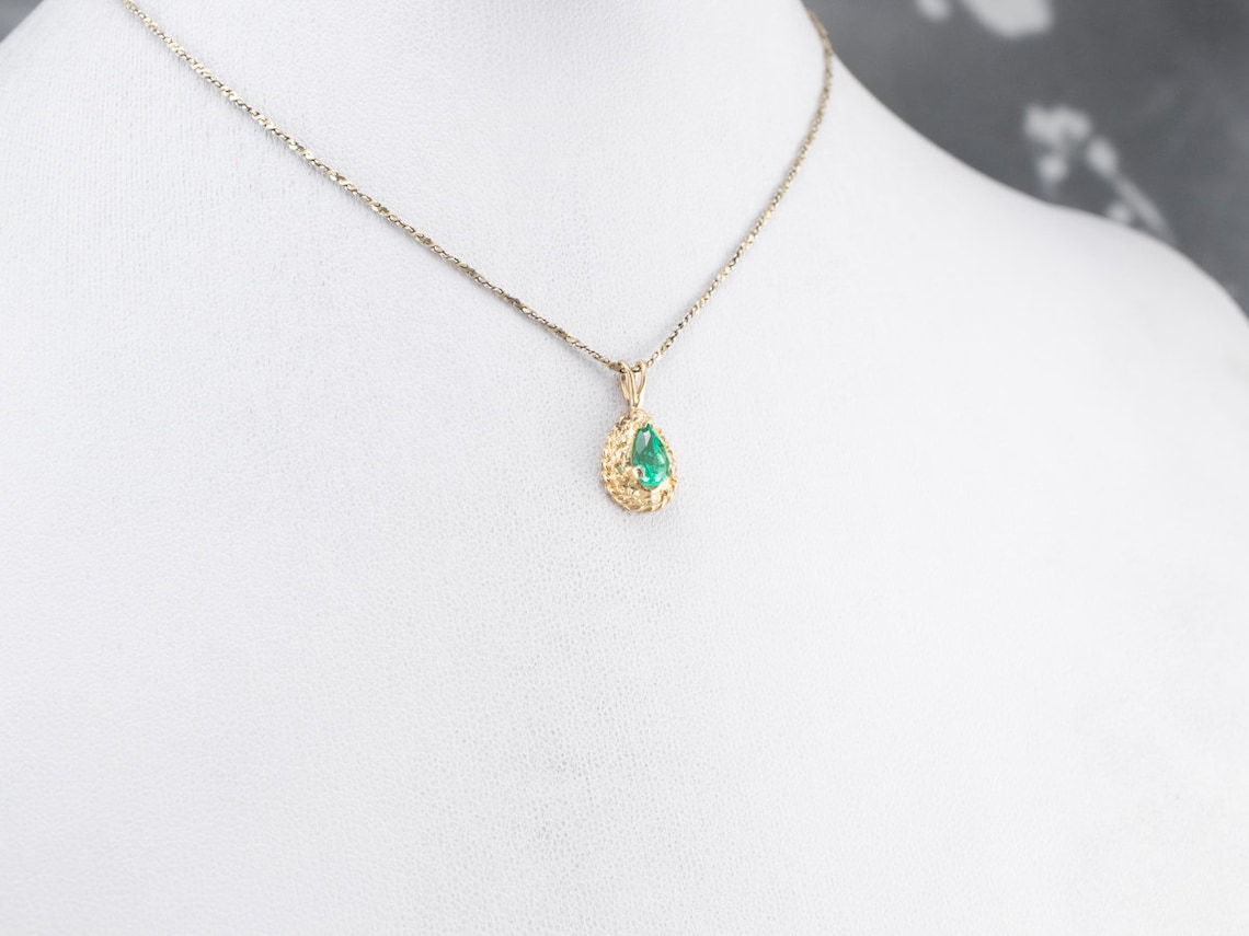Pendentif en or émeraude pendentif Teardrop pendentif de - Etsy France