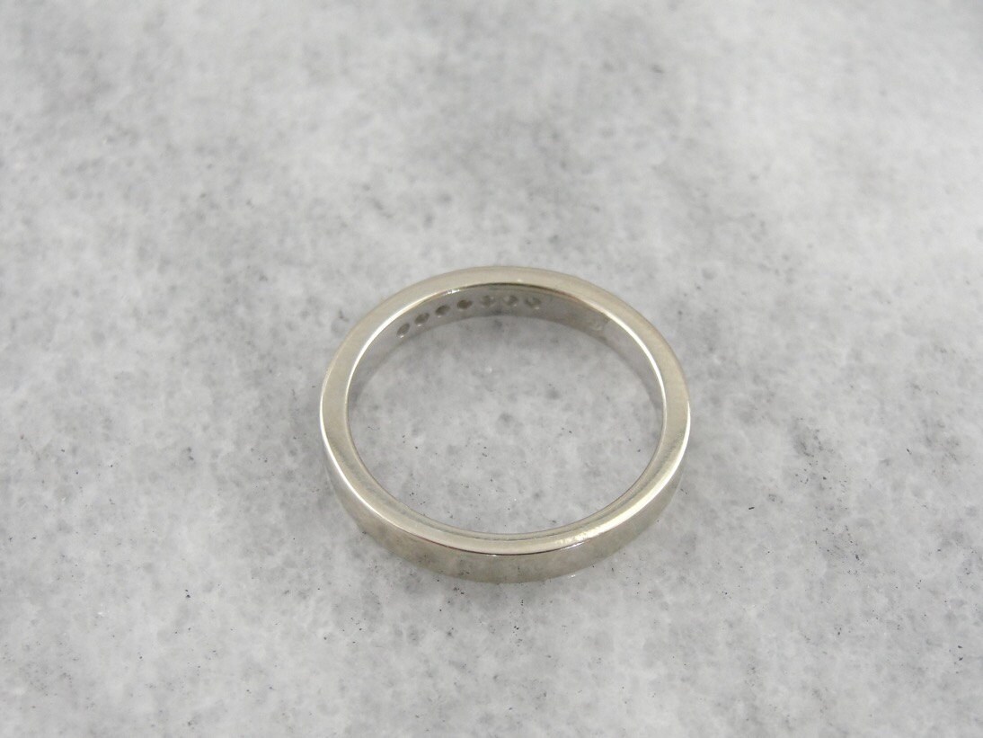 Etched Channel Set Diamond Band White Gold Wedding Ring | Etsy