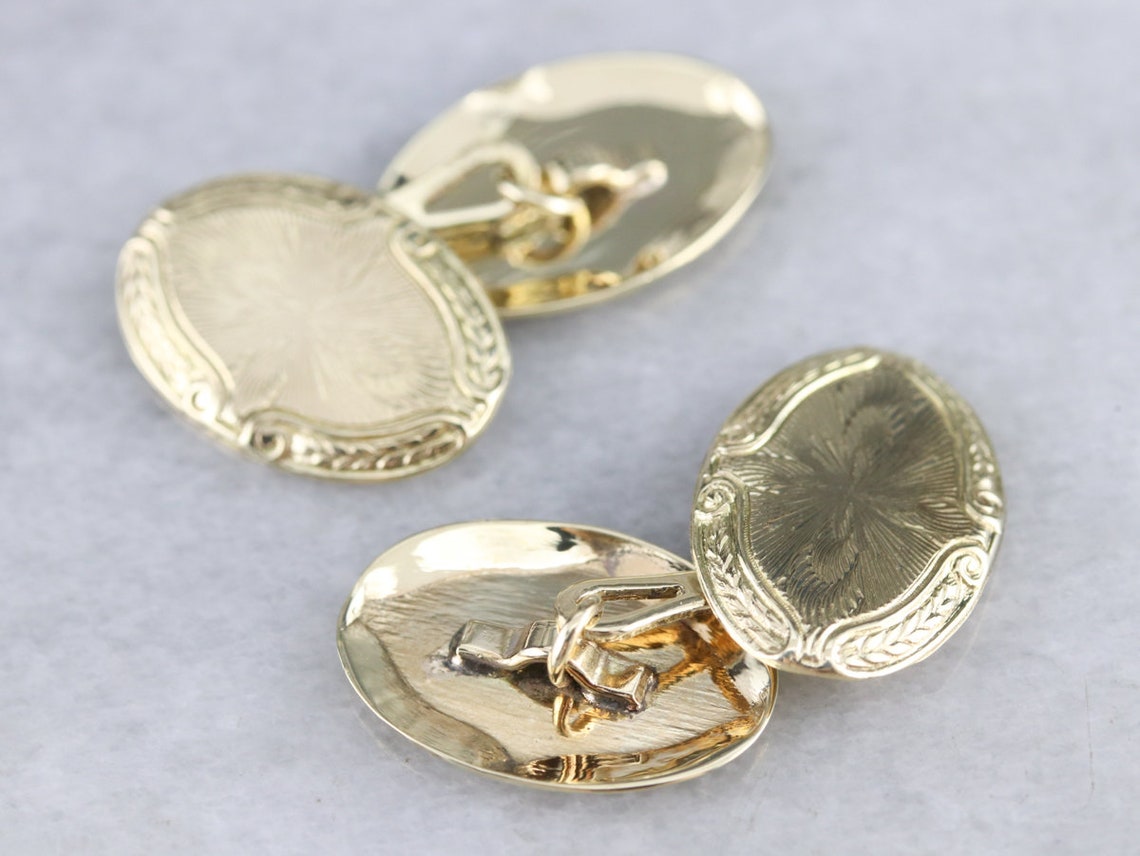 Early Retro Era Cufflinks Yellow Gold Cufflinks Vintage - Etsy