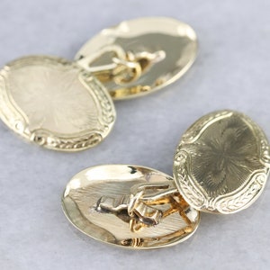 Early Retro Era Cufflinks, Yellow Gold Cufflinks, Vintage Etched ...