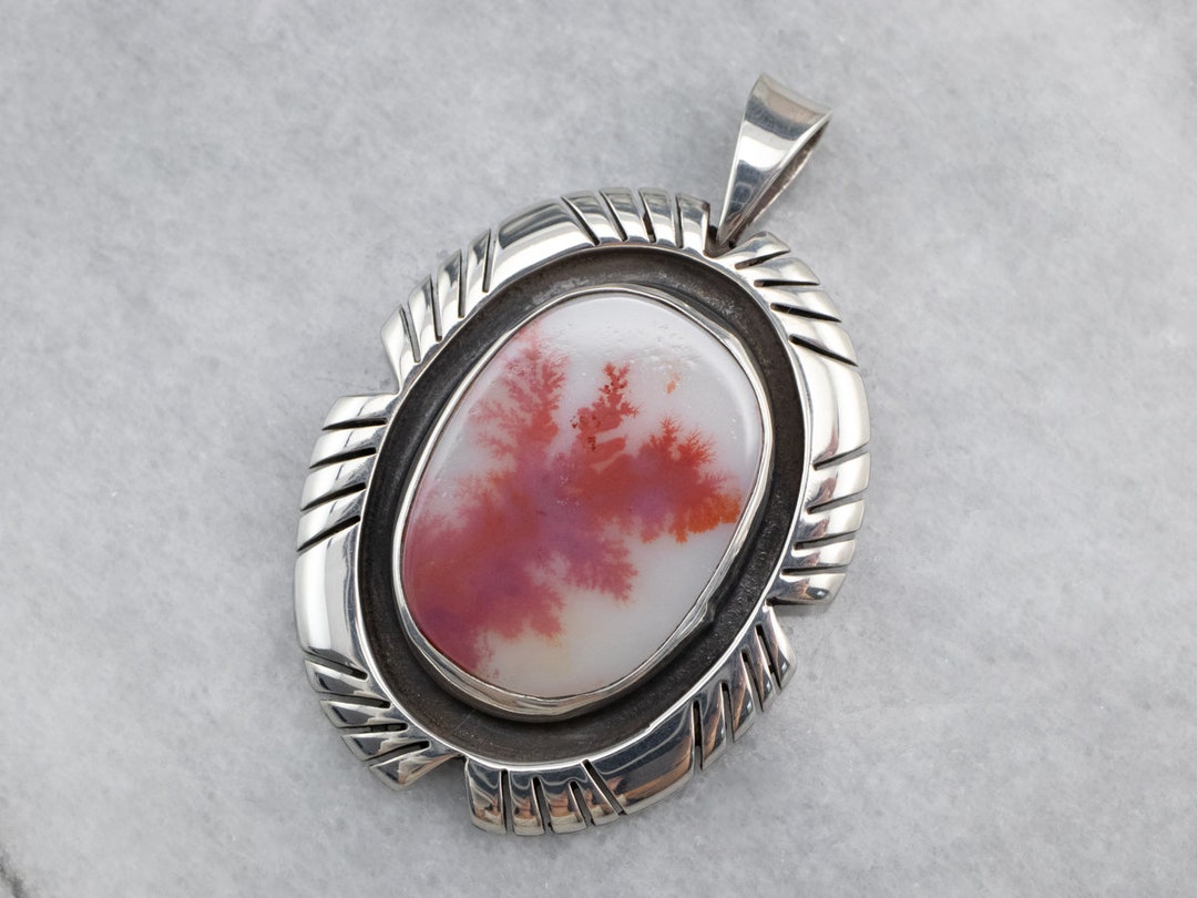 Tribal Style Agate Pendant, Shazar Stone Pendant, India Dendritic Agate ...