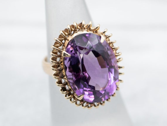 Bold Amethyst Cocktail Ring, Yellow Gold Amethyst Rin… - Gem