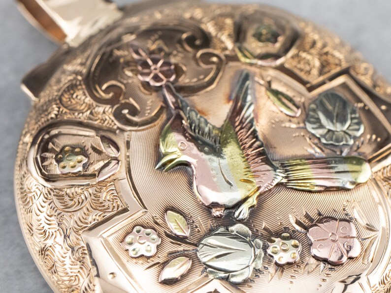 Large Cardinal Bird Disc Pendant Multi Color Gold Pendant - Etsy