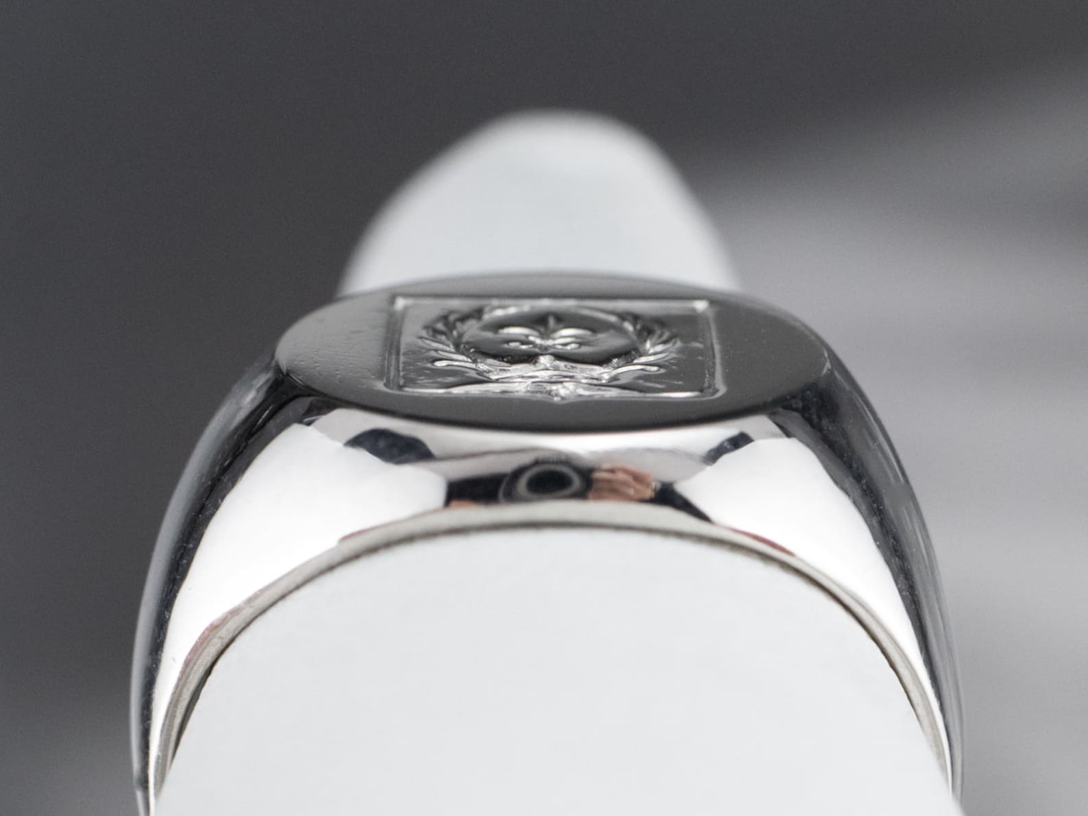 Platinum Fleur De Lis Signet Ring, Heavy Laurel Emblem - Etsy