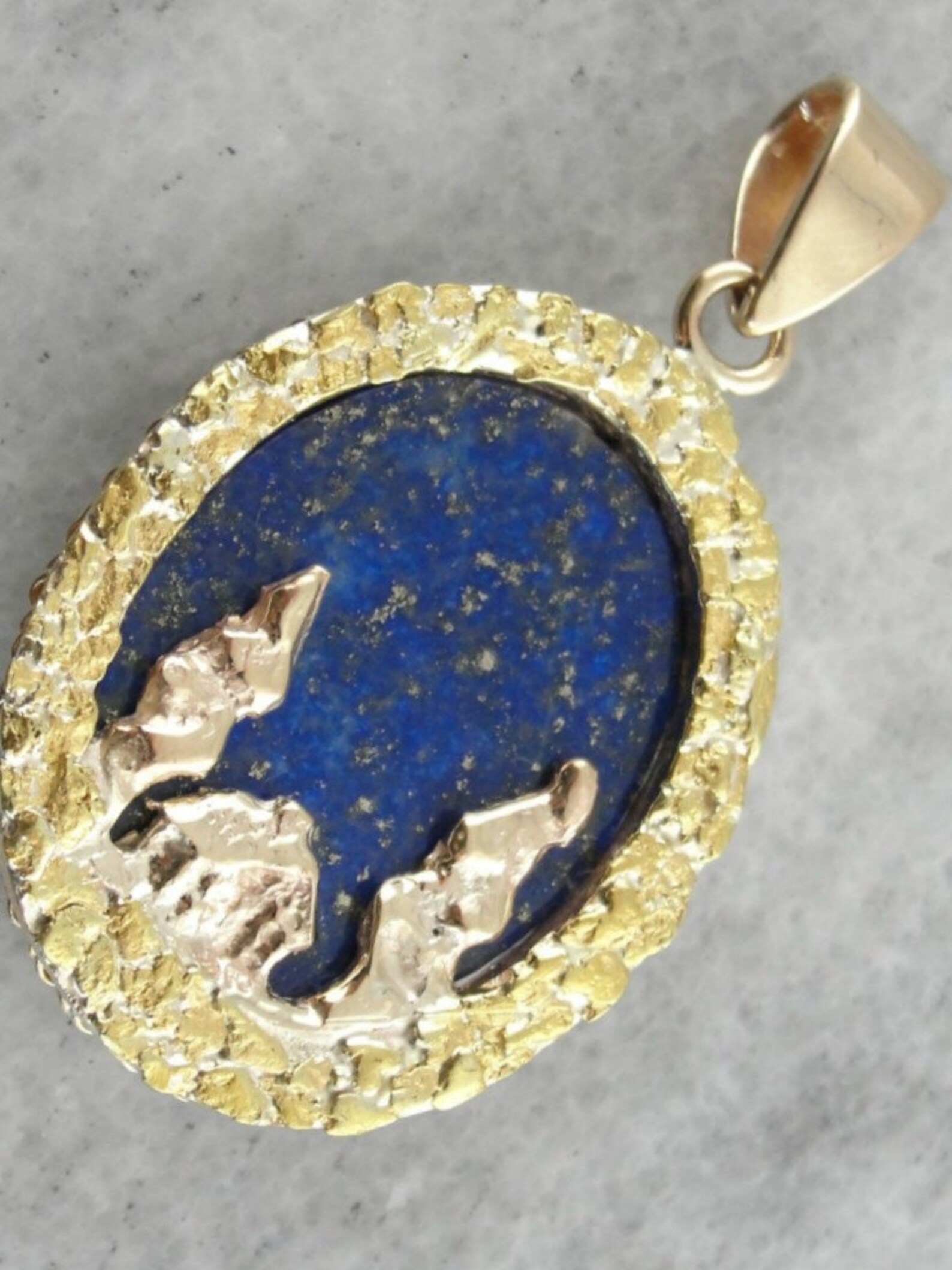 Alaskan Cabin: Fine Gold Nugget and Lapis Lazuli Pendant | Etsy