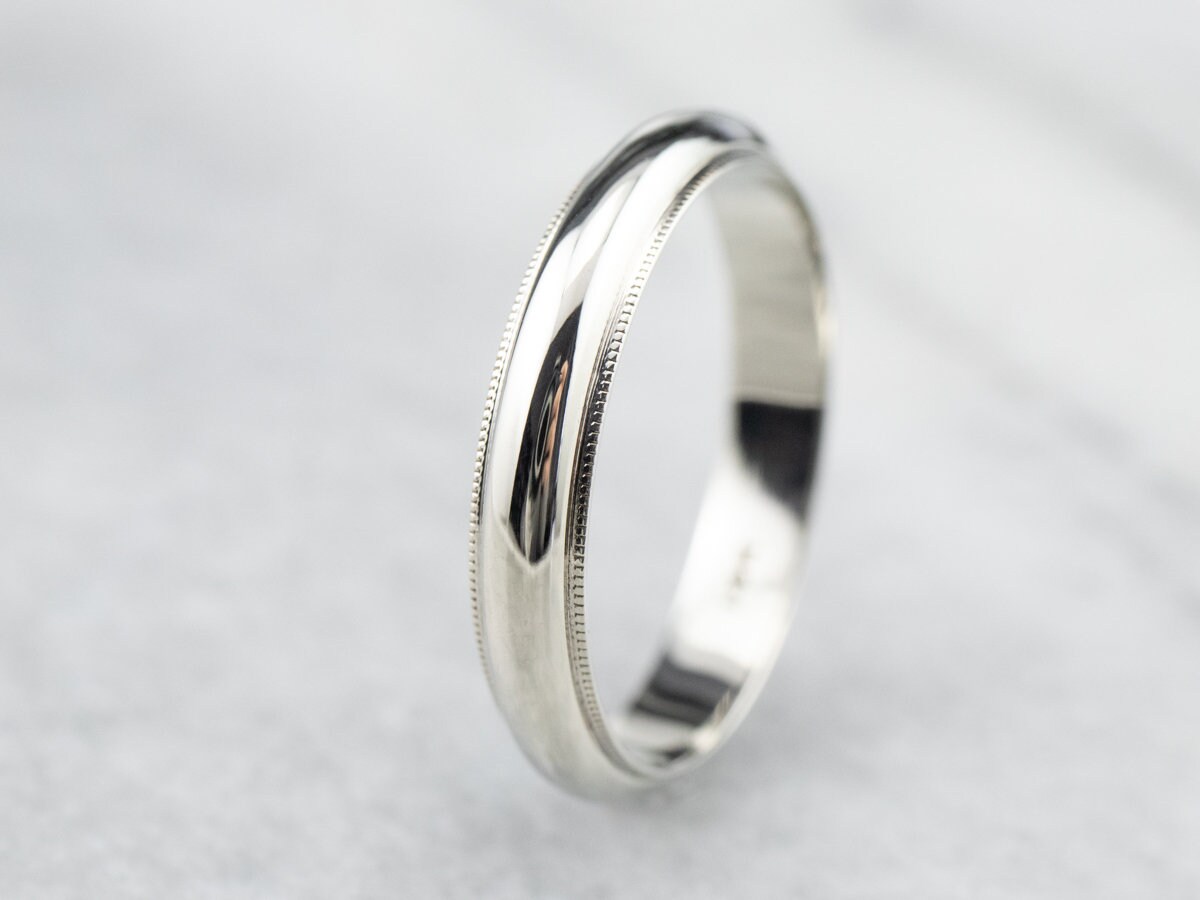 Vintage White Gold Wedding Band Stacking Ring Wedding Ring | Etsy