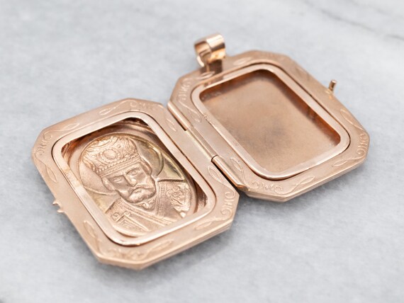 Antique Rose Gold Saint Nicholas Locket, Antique Gold… - Gem