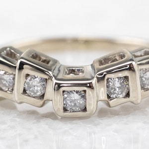 Modernist Diamond Curved Band, Diamond Stacking Ring, Nesting Band ...