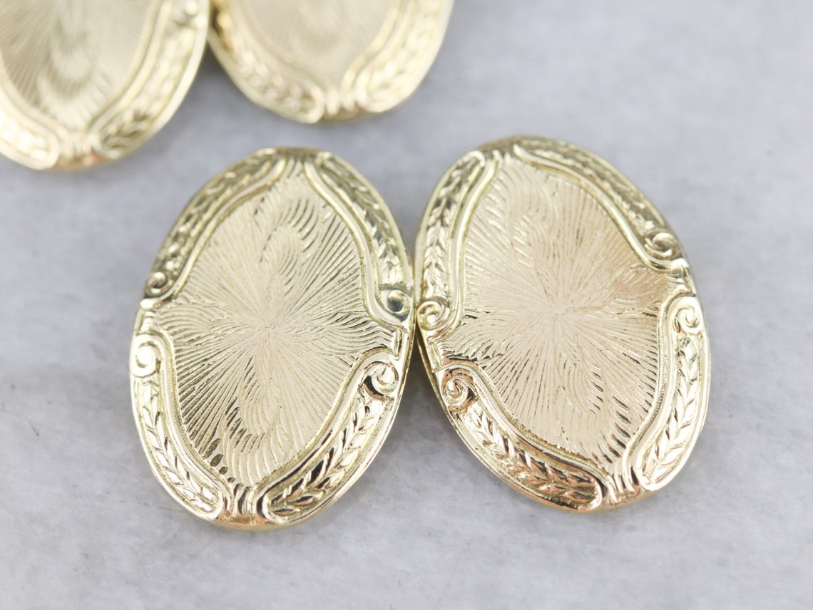 Early Retro Era Cufflinks Yellow Gold Cufflinks Vintage - Etsy