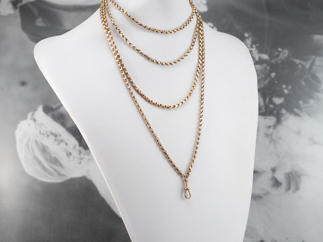 Antique Gold Lariat Chain Lariat Necklace Ornate Rose Gold - Etsy