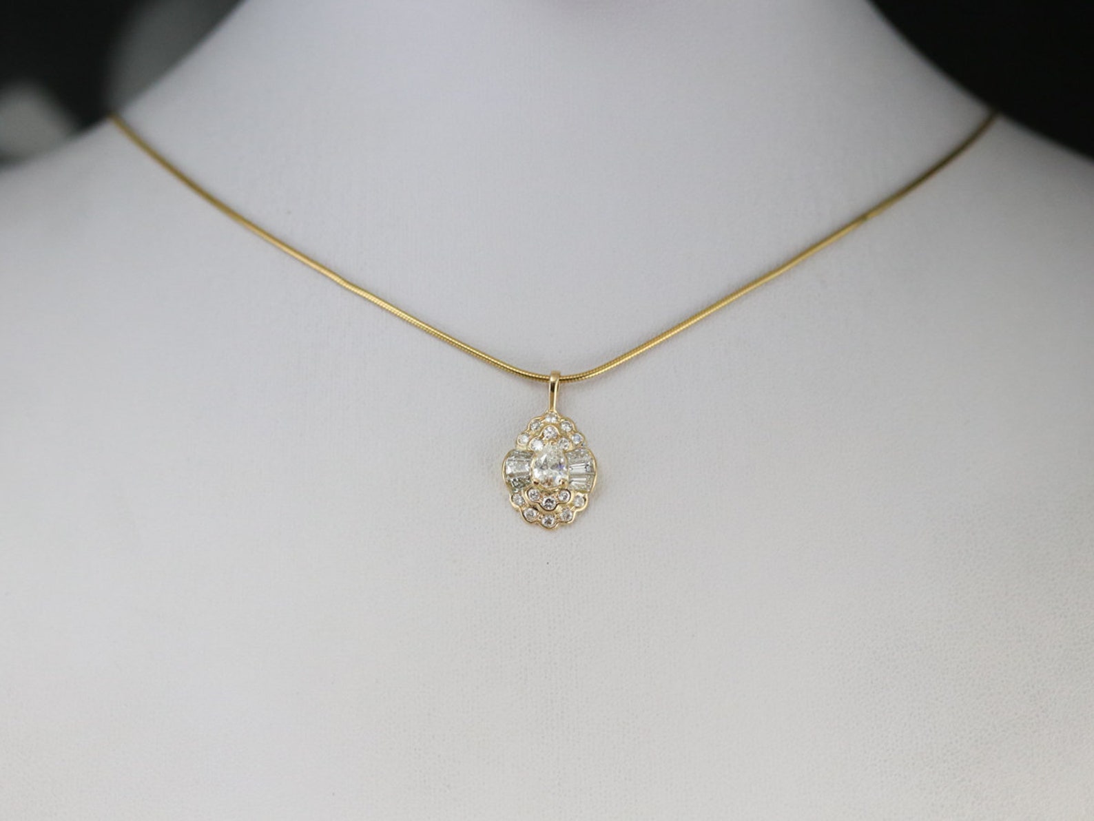 Diamond Cluster Gold Pendant, Bridal Jewelry, Anniversary Gift - Etsy