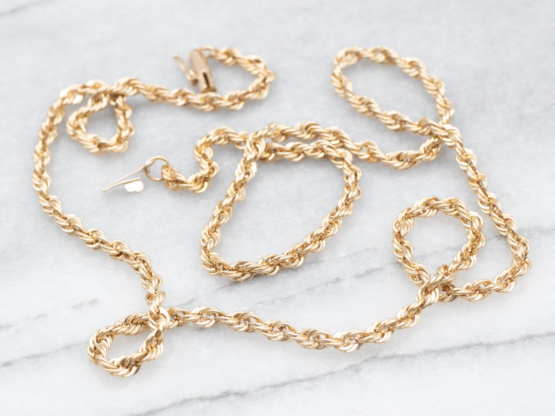 Yellow 14K Gold Rope Chain, Long Chain, Layering Chain, 21 Inch Chain ...