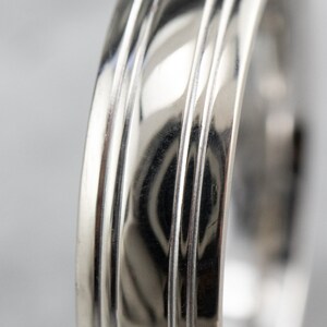 White Gold Lined Band, 14K White Gold, Unisex Wedding Band, Stacking ...