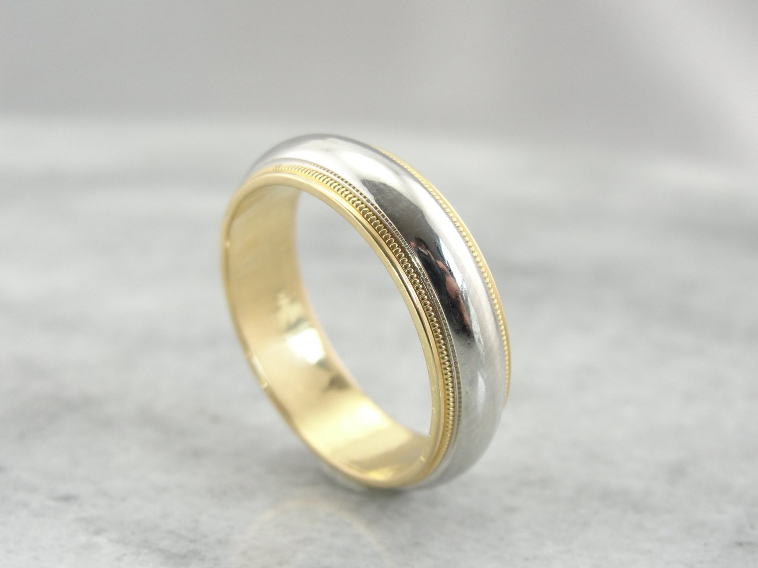 Mixed Metals: 18K Yellow Gold and Platinum Wedding Band by | Etsy