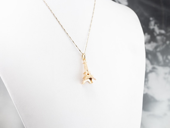 Large Gold Eiffel Tower Pendant, 18K Yellow Gold Eiff… - Gem