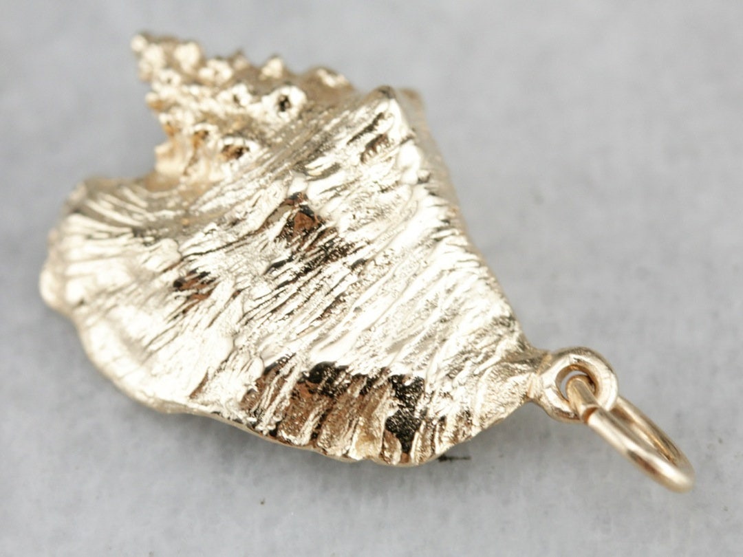 Yellow Gold Conch Shell Pendant, Shell Pendant, Nautical Jewelry ...