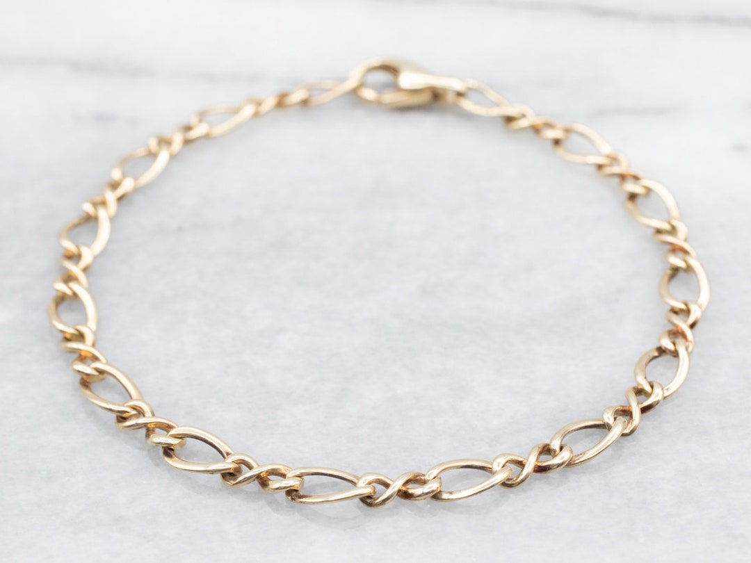 14K Yellow Gold Infinity Link Bracelet, 7 Inch - Etsy