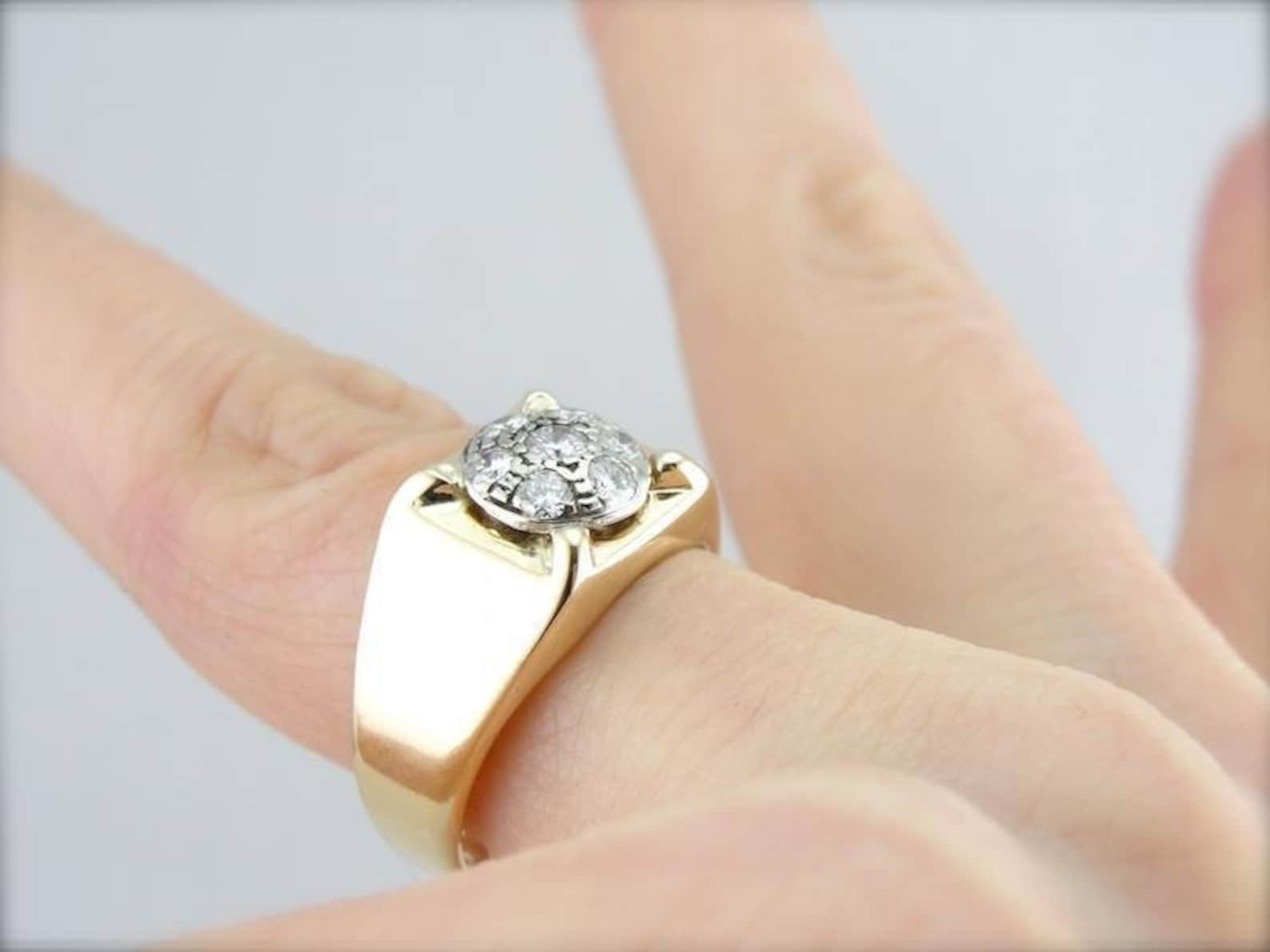 Vintage Retro Era Mens Diamond Ring F6Q22Z - Etsy