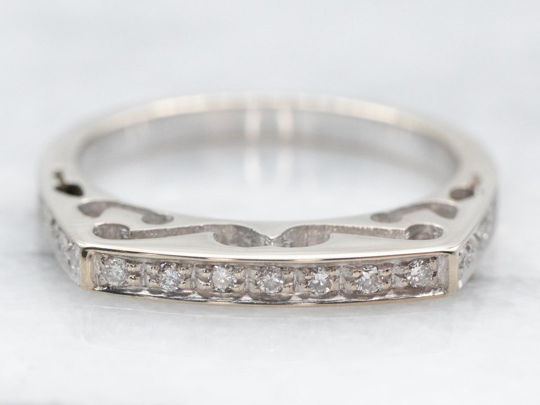 Diamond White Gold Band, Diamond Wedding Band, Stacking Ring ...