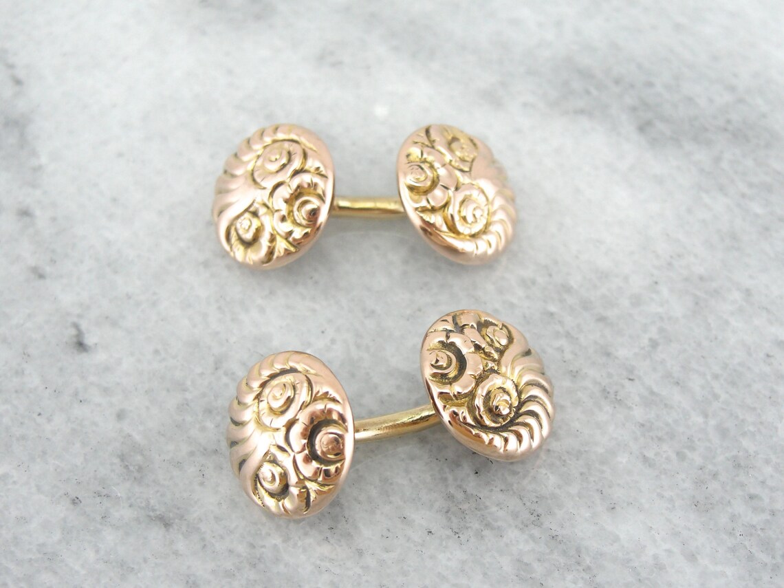 Antique Rose Gold Victorian Cufflinks With Cornucopia Motif T31KC8-N - Etsy