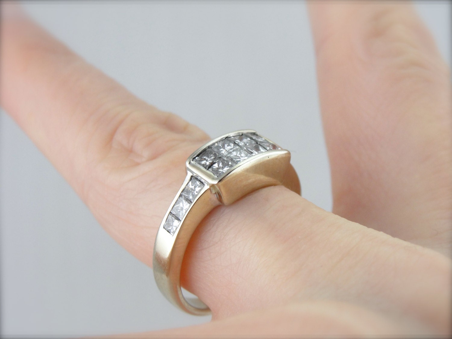 No Illusions: Magic Set Modernist Square Cut Diamond Cocktail Ring - Etsy