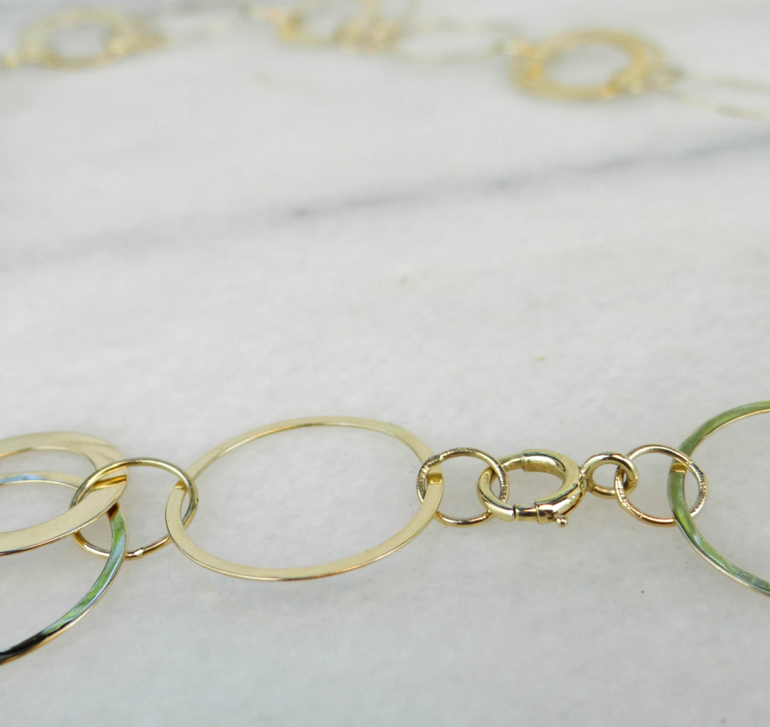 Modernist Gold Link Necklace Circles and Links Lovely - Etsy