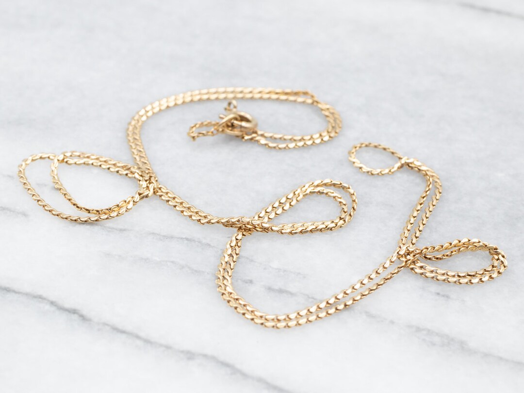 Yellow Gold Serpentine Chain, 18K Gold Chain, Yellow Gold Necklace, 26 ...