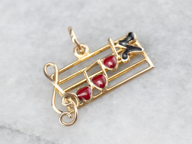 Gold Do Ray Me Musical Scale Charm Yellow Gold Enamel - Etsy